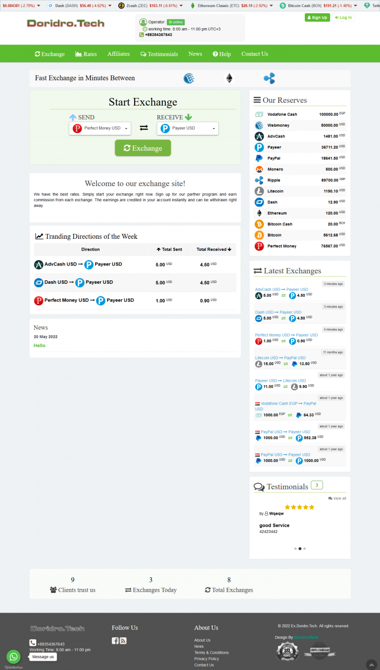 PHP Crypto Currency Exchange Script - DoridroTech.Com